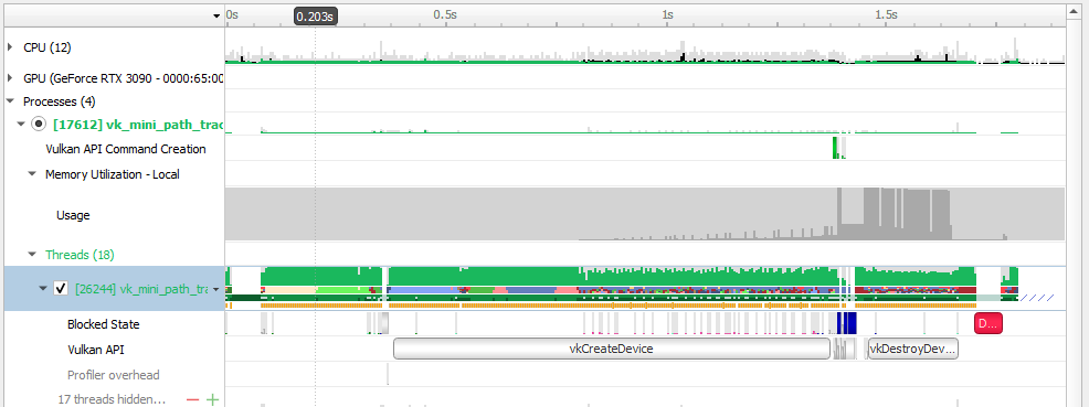 A closer look at the vk_mini_path_tracer_e1_gaussian.exe process.